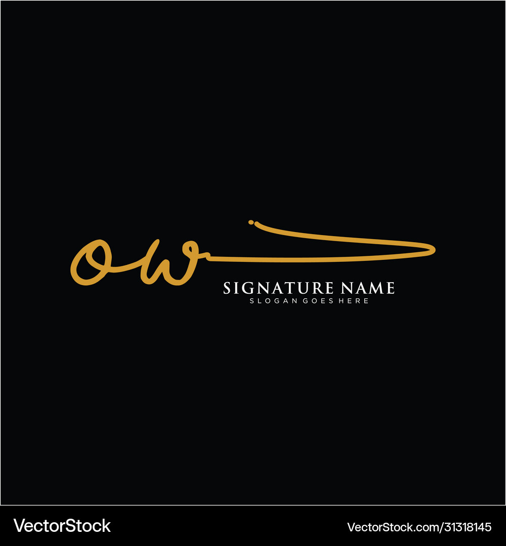 Letter ow signature logo template Royalty Free Vector Image