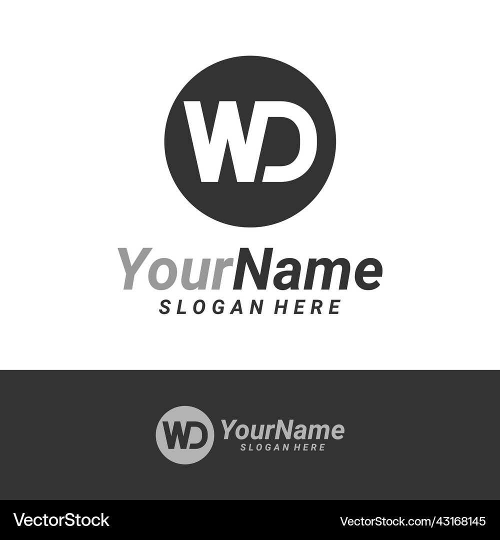 Letter wd logo design template initial wd logo Vector Image