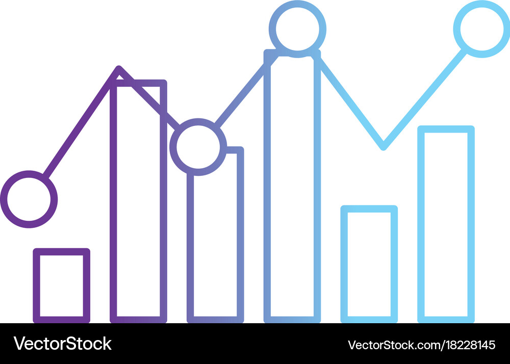 Line statistics bar diagram with arrow growing Vector Image