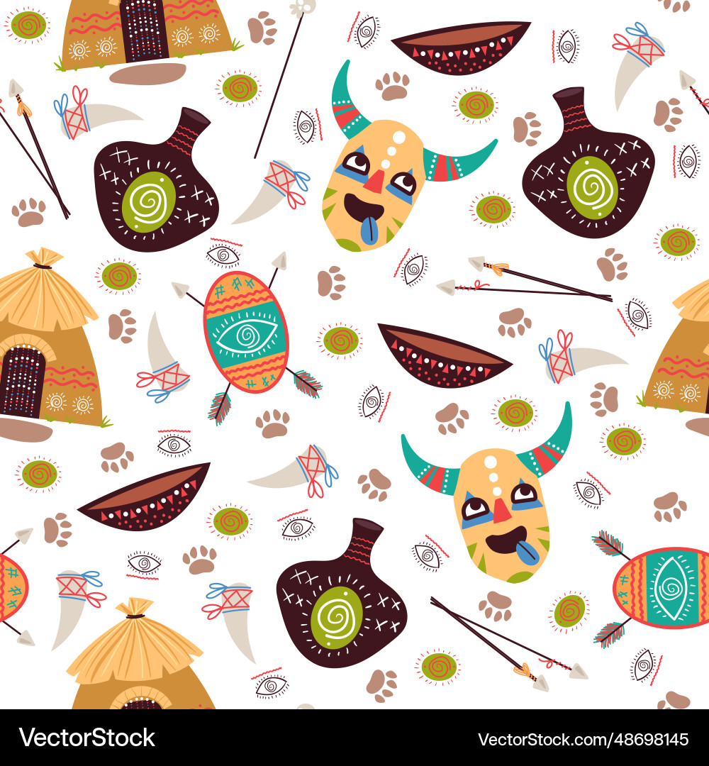 Seamless pattern with elements of african culture Vector Image