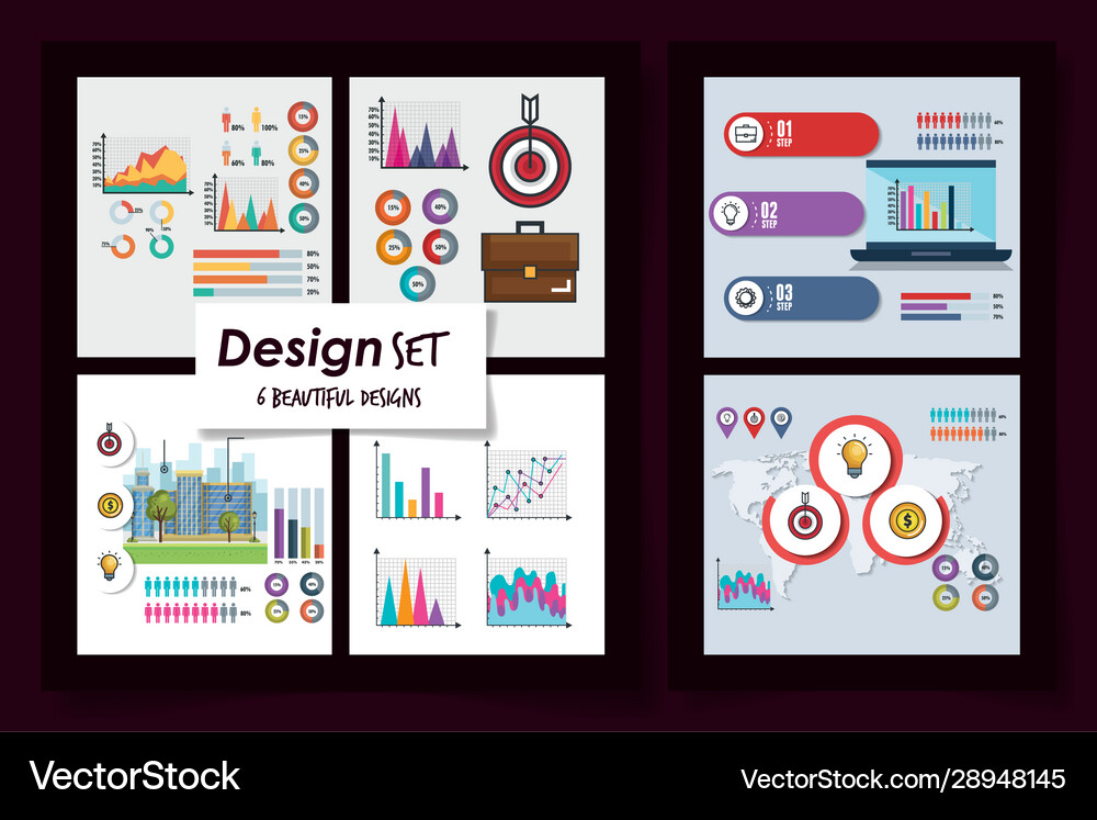 Six designs statistics infographic icons Vector Image