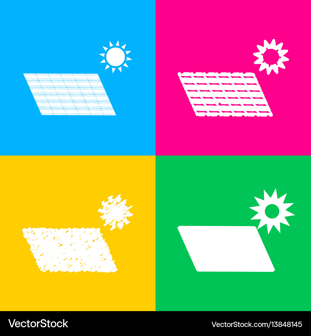 Solar energy panel eco trend concept sign four Vector Image