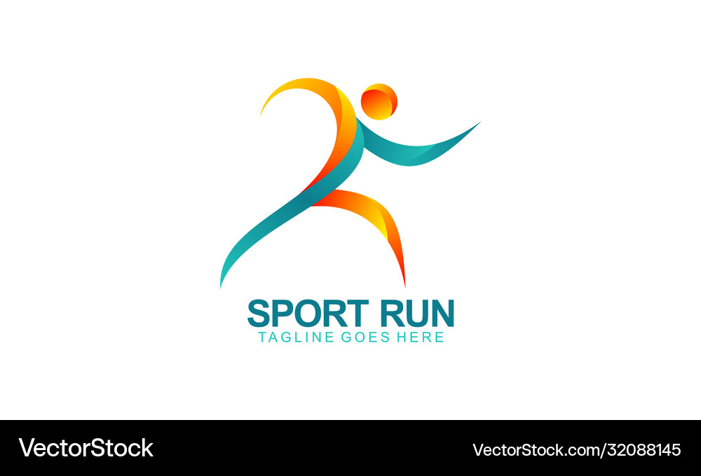 Sport logo running with abstract shapes Royalty Free Vector