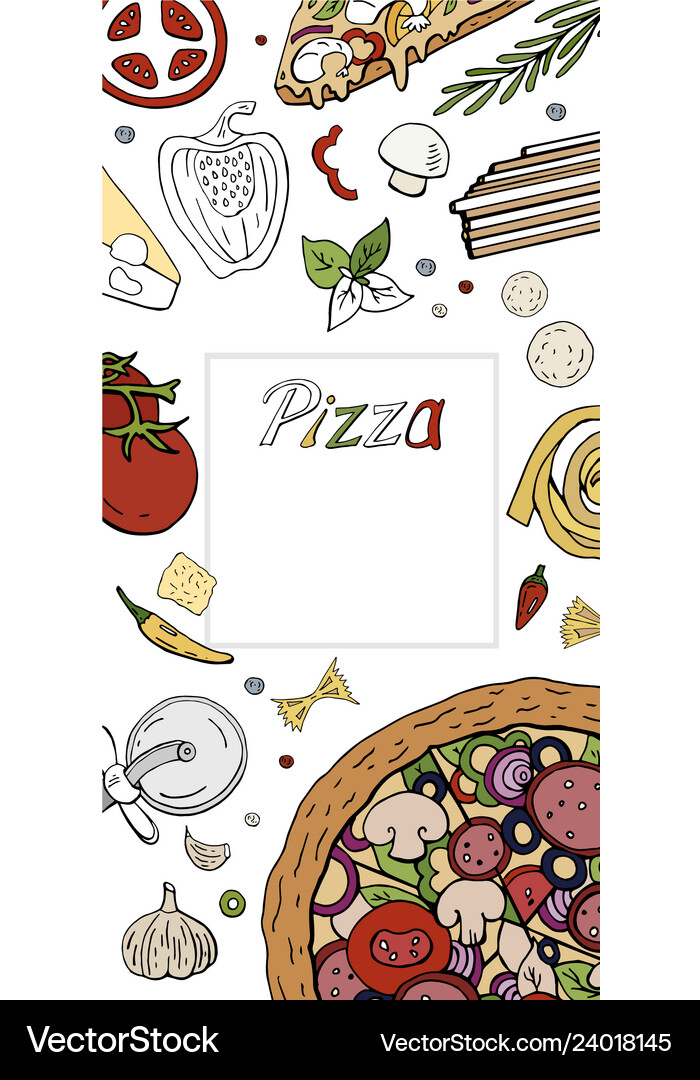 Vertical italian pizza banner on white pizza menu Vector Image