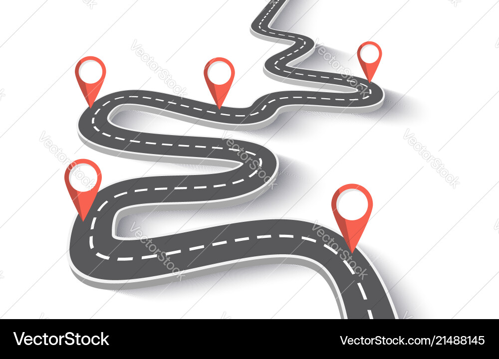 Winding road on a white isolated background road Vector Image