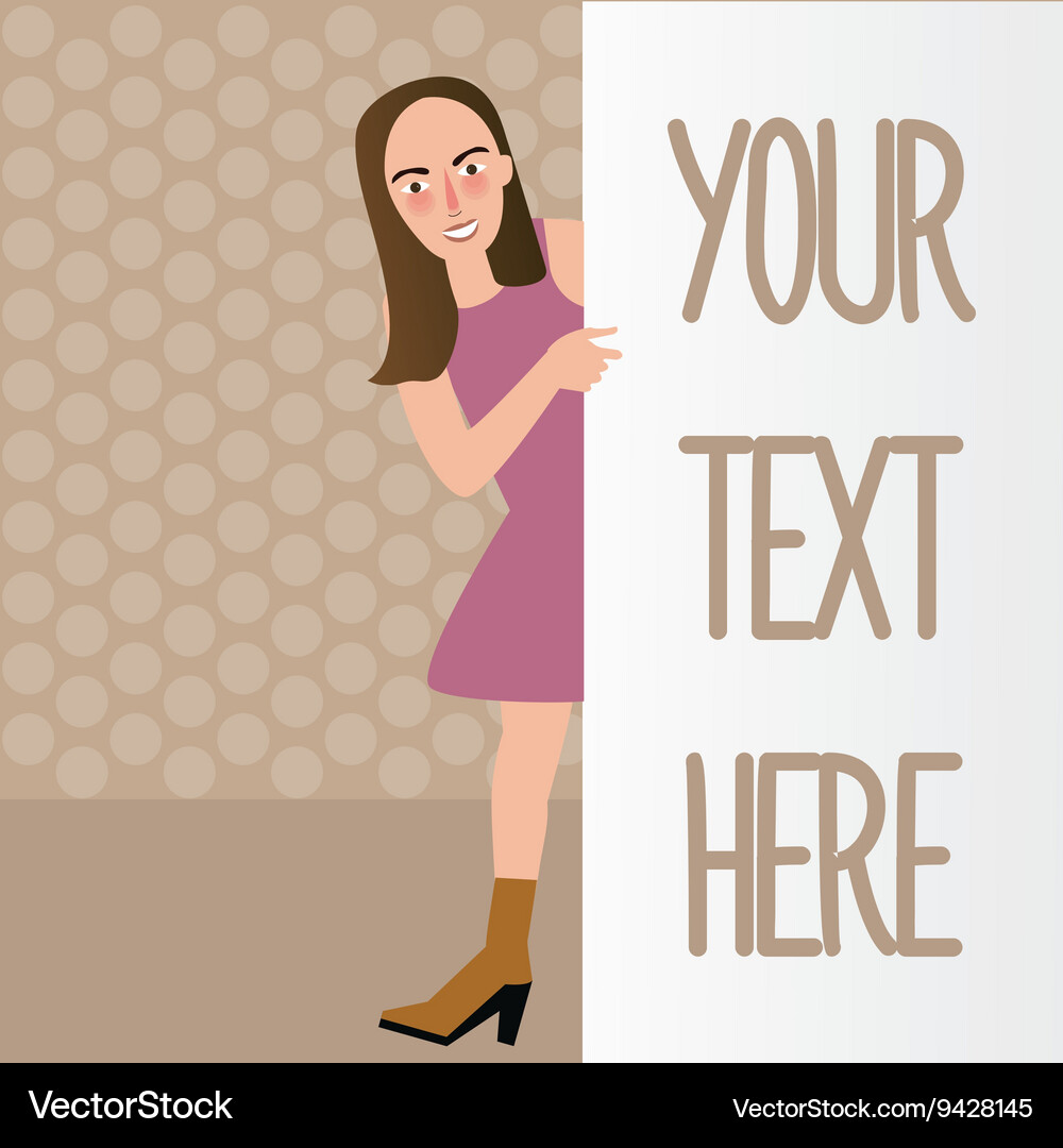 Woman behind holding white plain blank template Vector Image