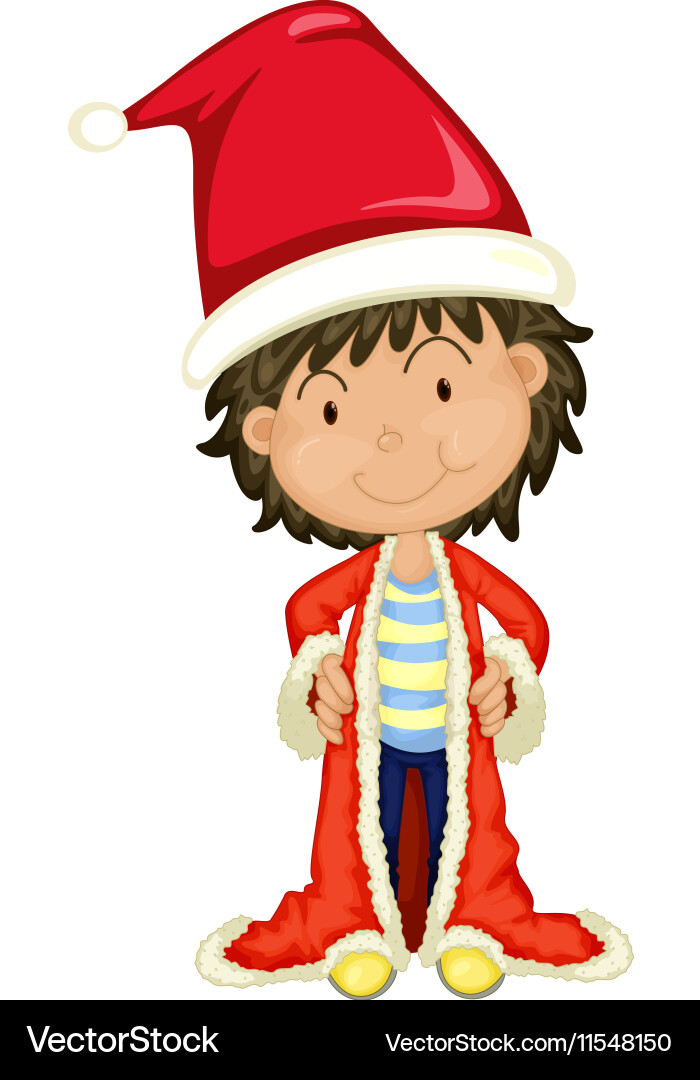 Boy in santa hat and robe Royalty Free Vector Image
