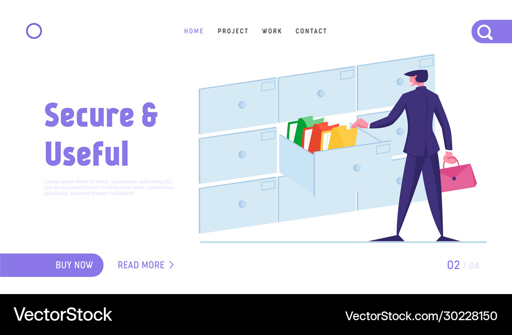 Businessman look for documents in archive storage Vector Image