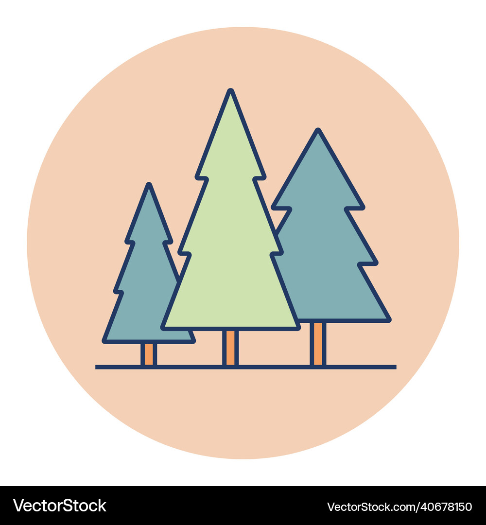 Conifer forest isolated icon nature sign graph Vector Image