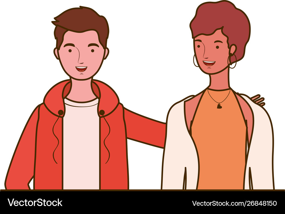 Couple people smiling on white background Vector Image