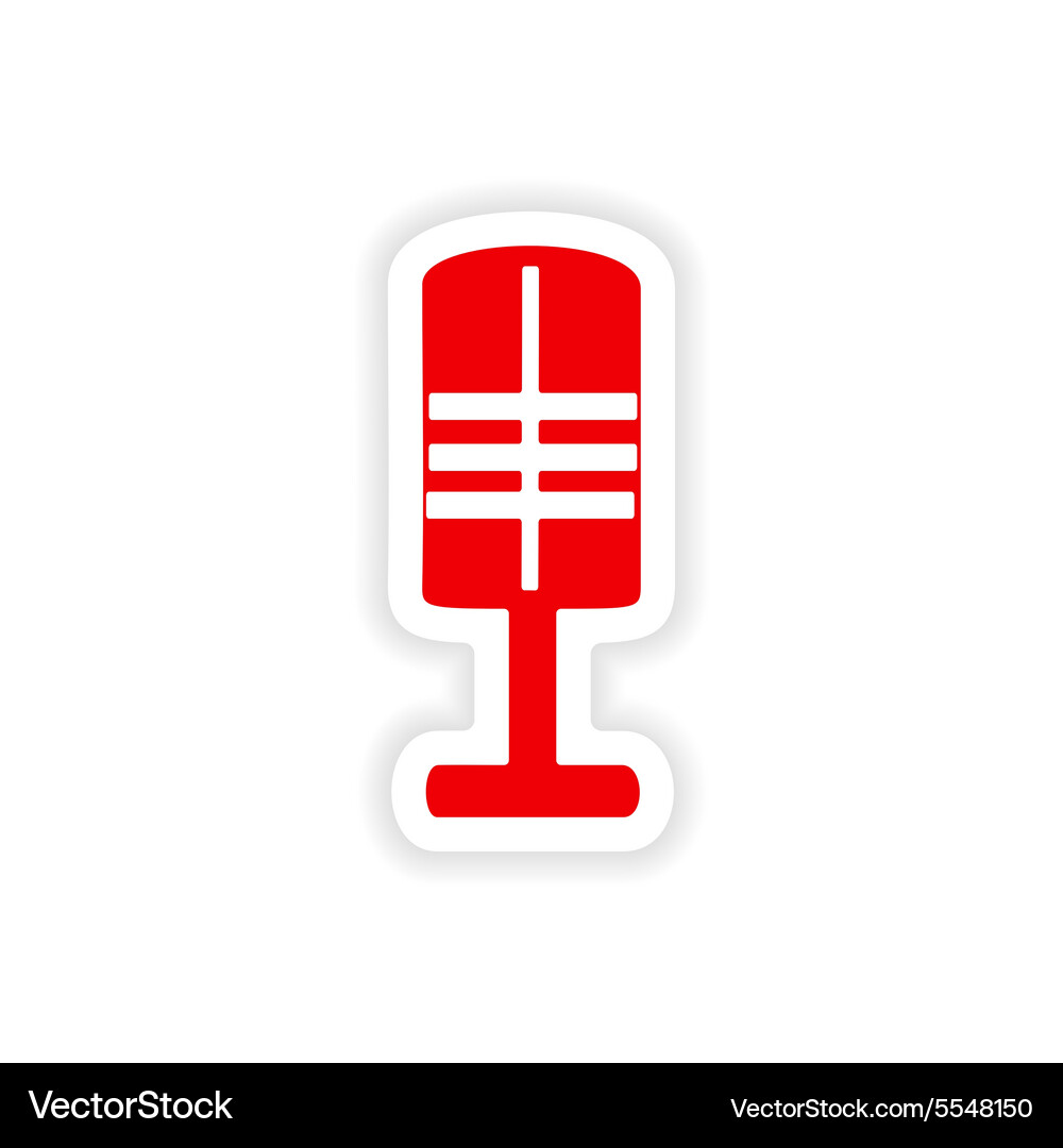 Icon sticker realistic design on paper microphone Vector Image