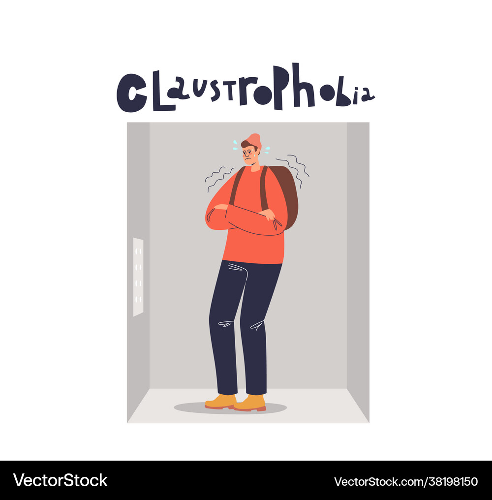 Man suffering from claustrophobia fear small Vector Image
