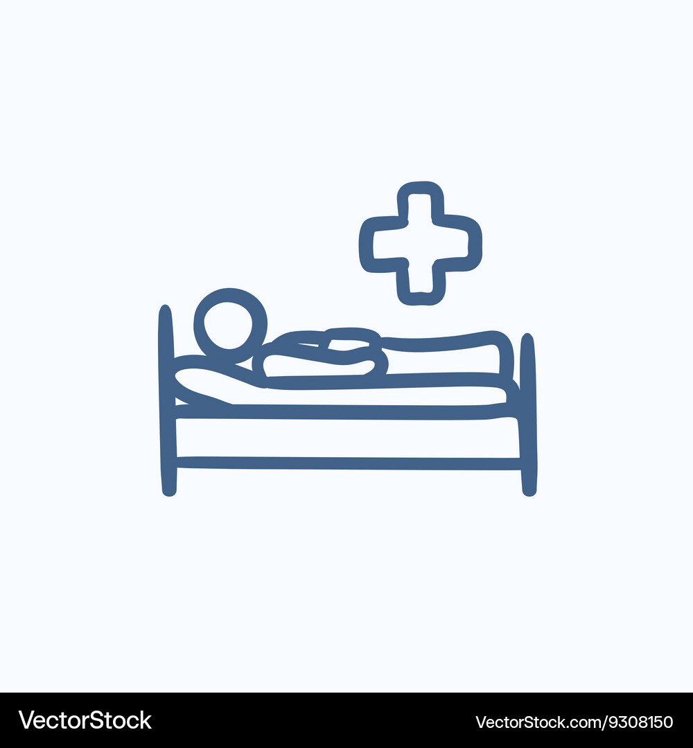 Patient lying on bed sketch icon Royalty Free Vector Image