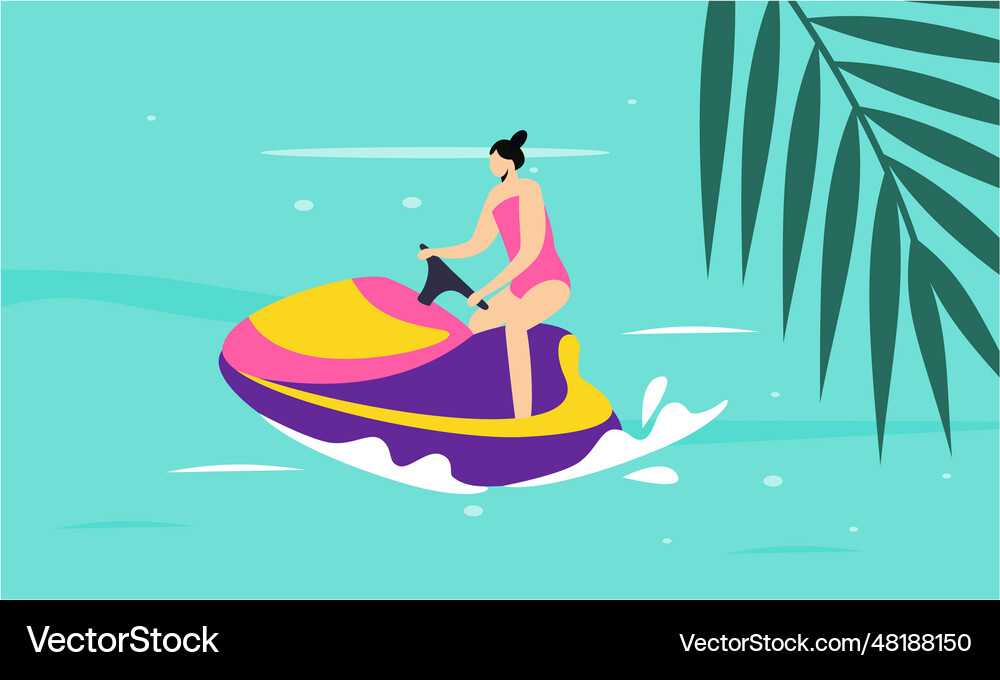 People young riding a jet ski Royalty Free Vector Image