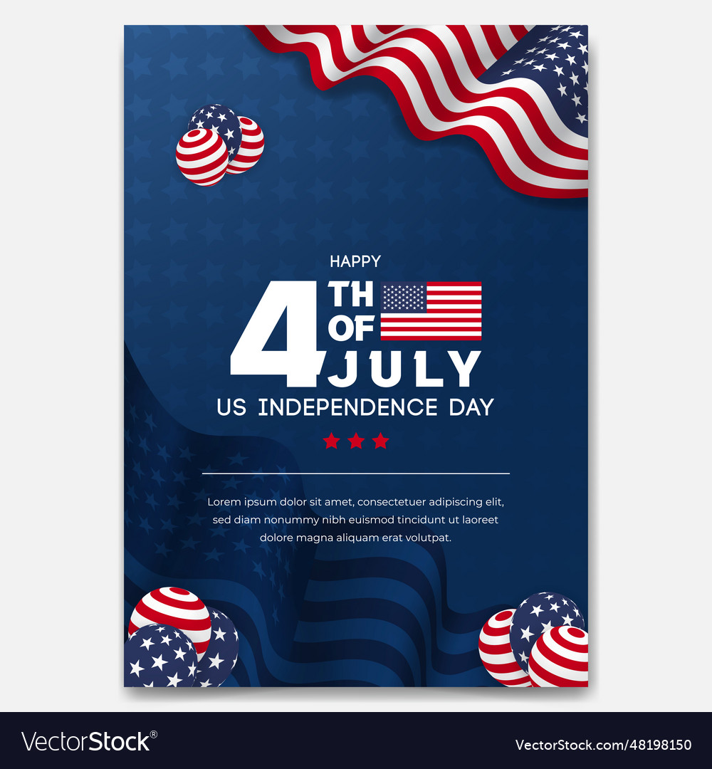 Us independence day 4th july poster with waving Vector Image