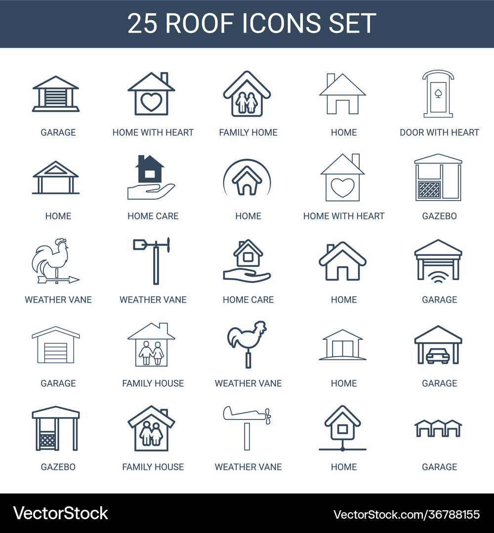 25 roof icons Royalty Free Vector Image - VectorStock