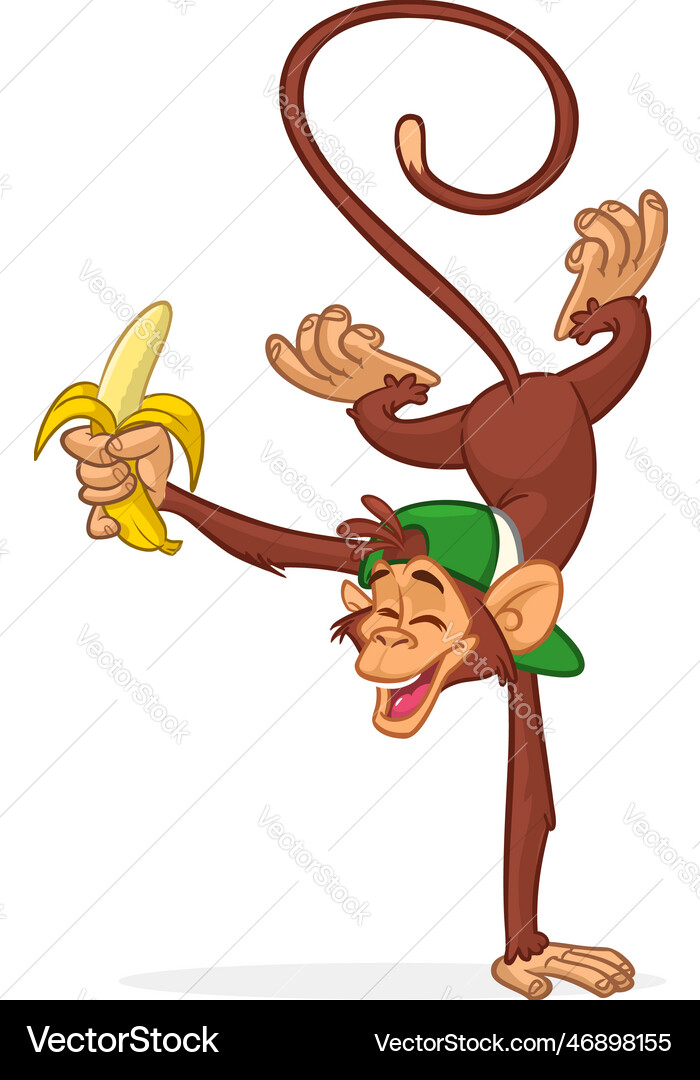 Cartoon funny monkey chimpanzee standing on one Vector Image