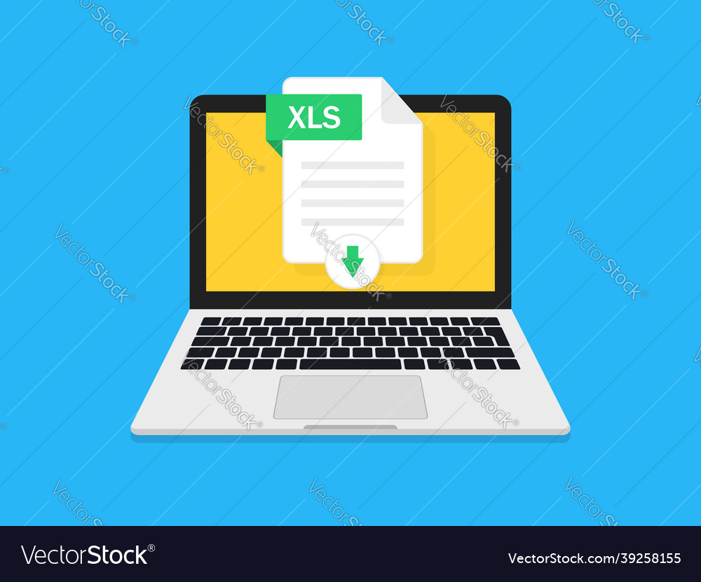 Excel file download xls sheet download in laptop Vector Image