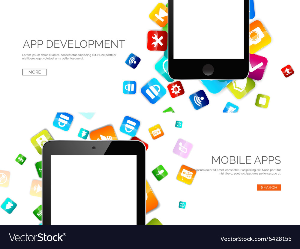 Flat background with apps Royalty Free Vector Image