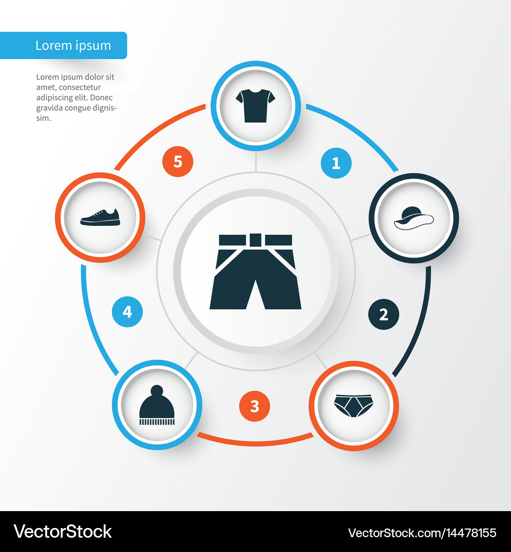 Garment icons set collection briefs elegant Vector Image