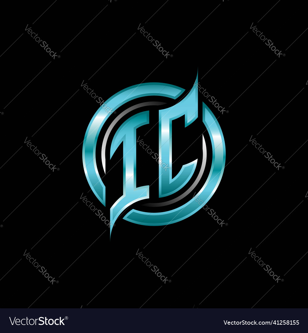 Ic initial monogram logo circle rounded Royalty Free Vector