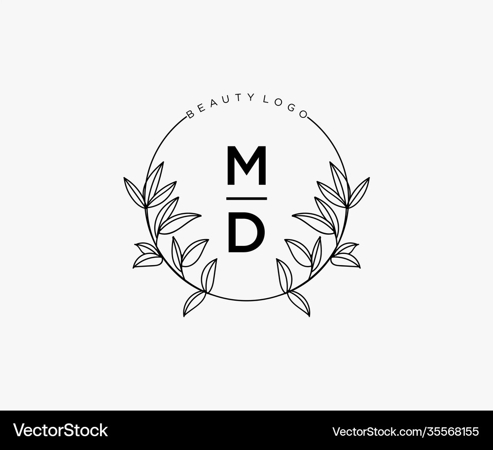 Initial md letters beautiful floral feminine Vector Image