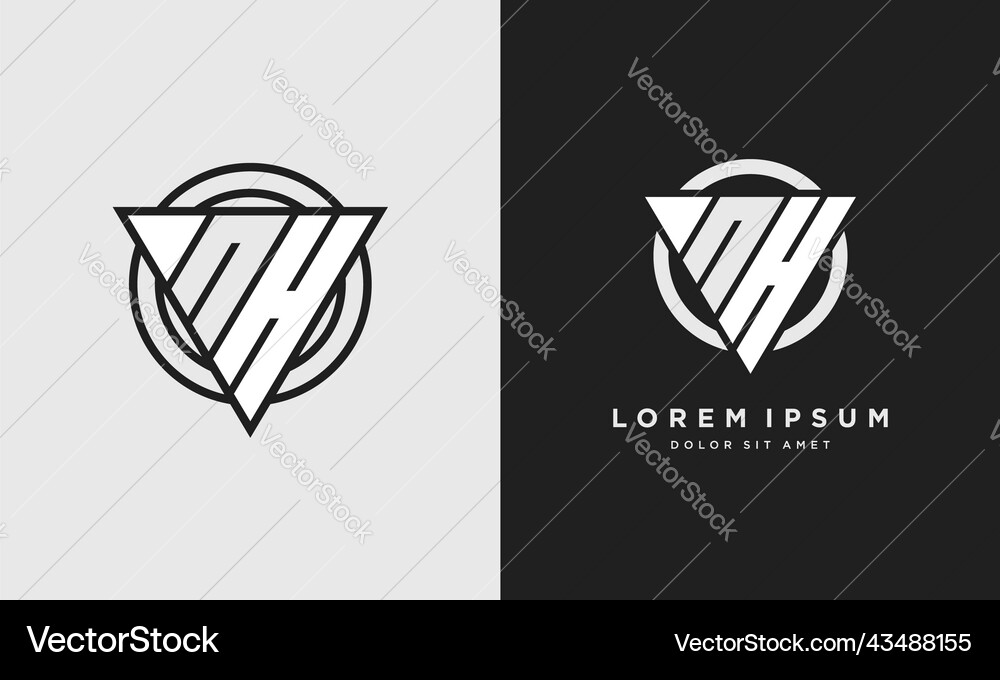 Letter nh triangle logo icon modern stylish Vector Image