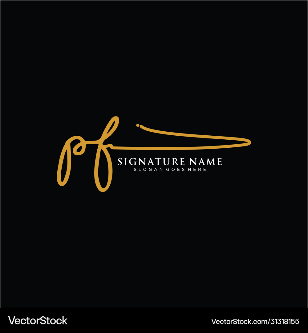 Letter pf signature logo template Royalty Free Vector Image