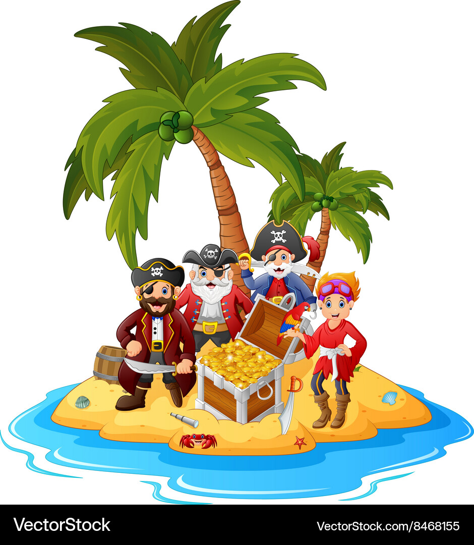 Pirate in the treasure island Royalty Free Vector Image