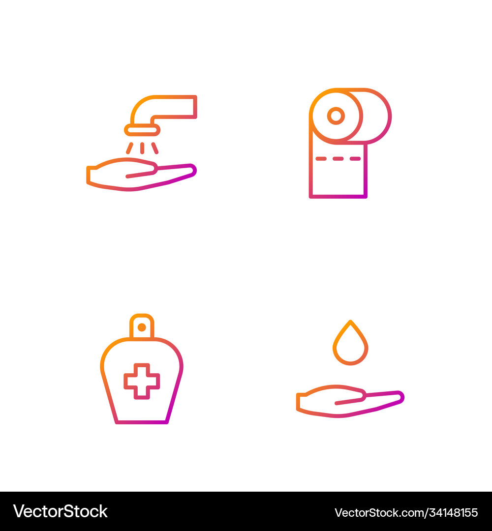 Set line washing hands with soap bottle liquid Vector Image