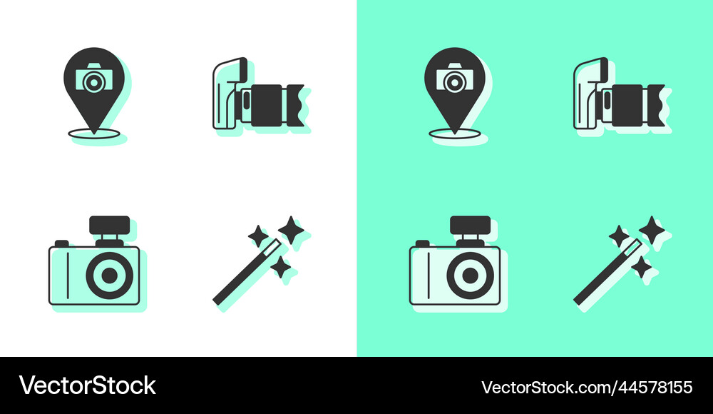 Set photo retouching camera and icon Royalty Free Vector