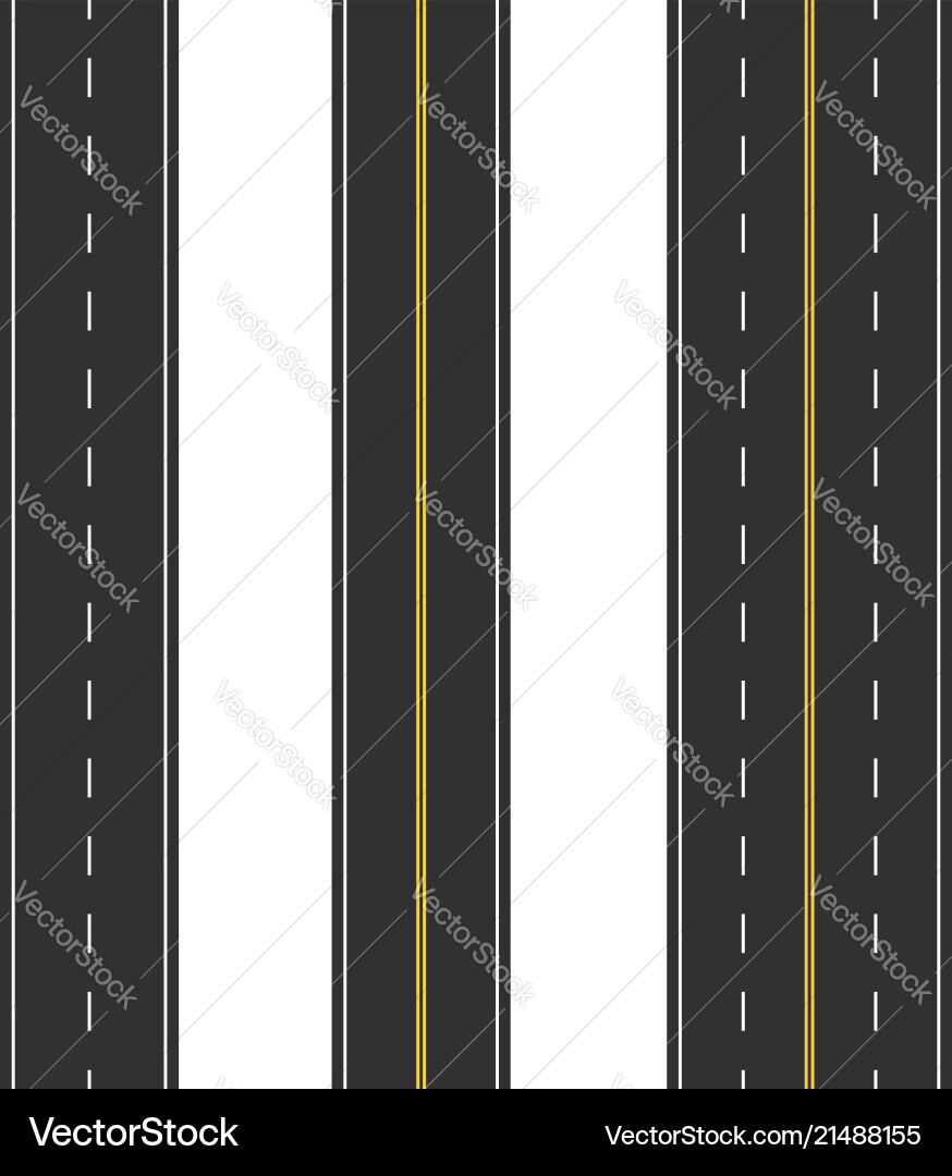 Set seamless road marking on a white isolated Vector Image