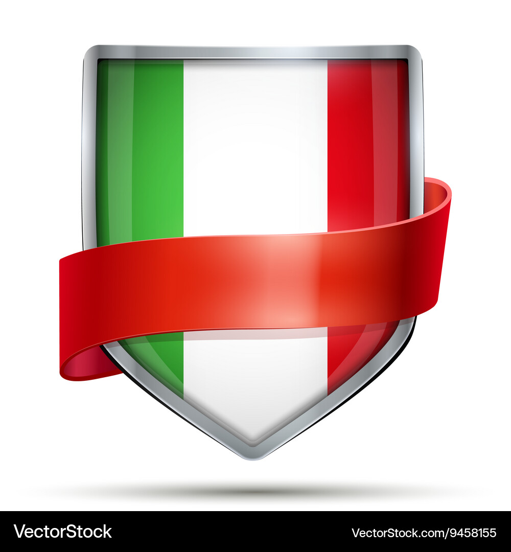 Shield with flag italy and ribbon Royalty Free Vector Image