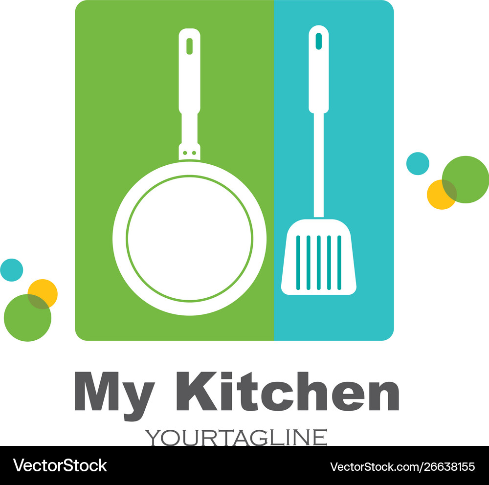 Spatula and pan logo icon cooking kithen Vector Image