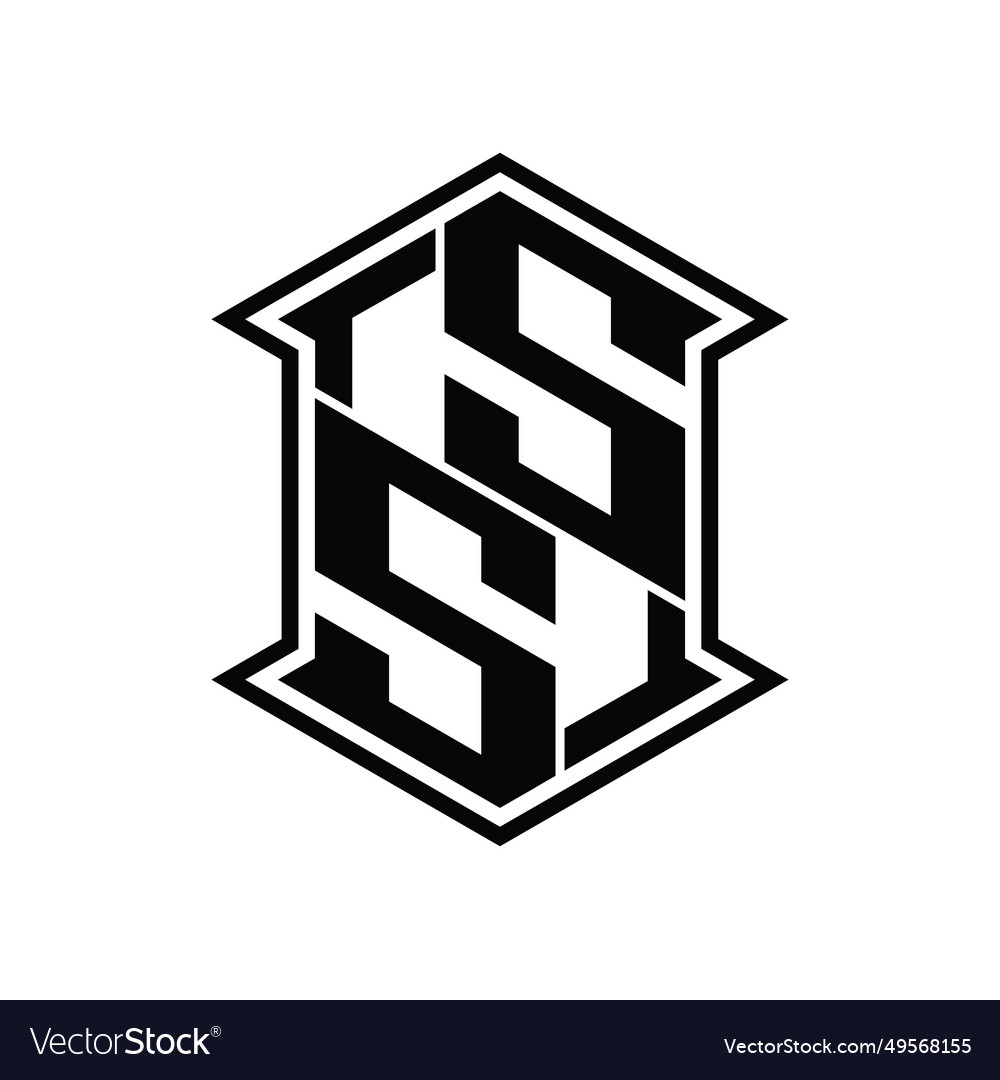 Ss logo monogram hexagon shield shape up and down Vector Image Ss logo monogram hexagon shield shape up and down Vector Image