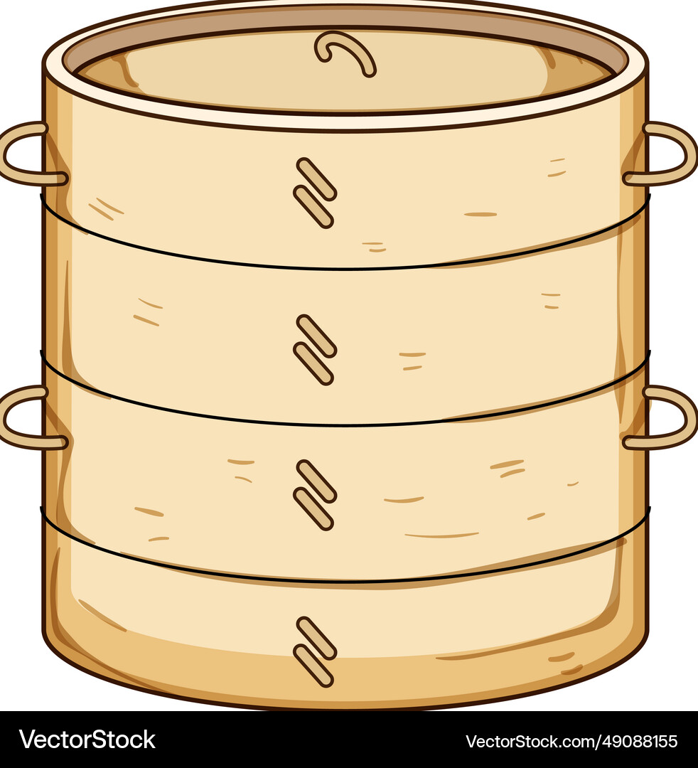 Steam bamboo steamer cartoon Royalty Free Vector Image