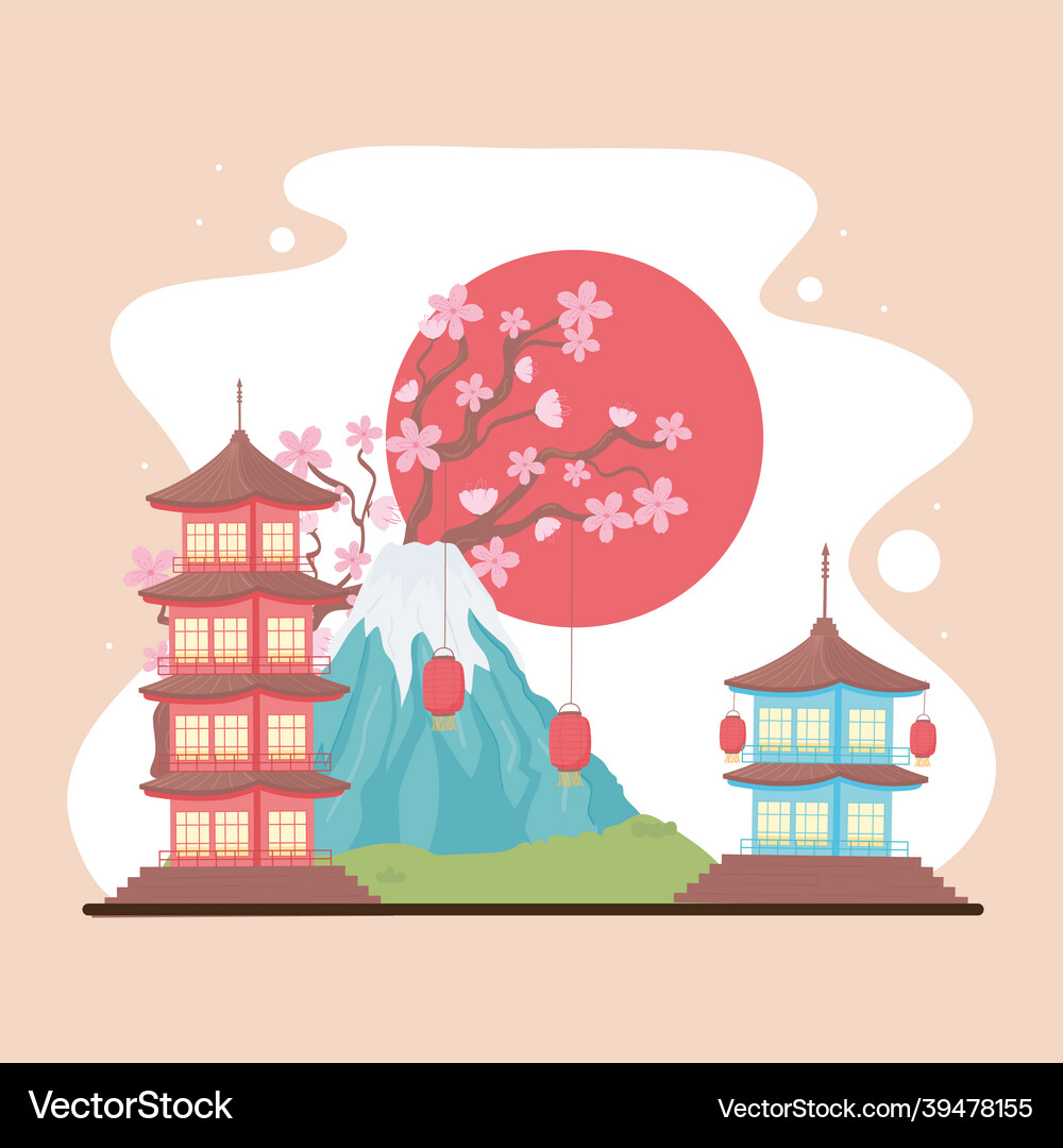 Traditional landscape japanese Royalty Free Vector Image