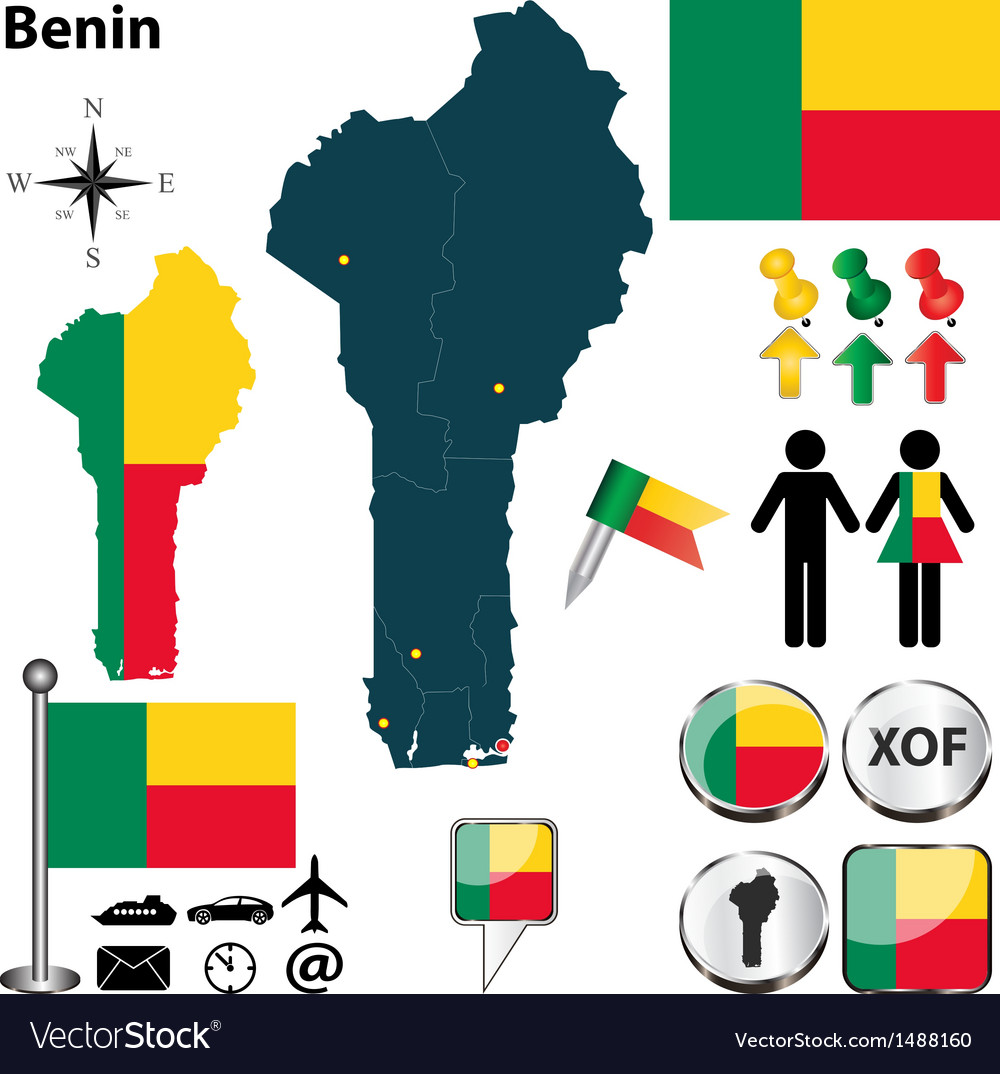 Benin map Royalty Free Vector Image - VectorStock