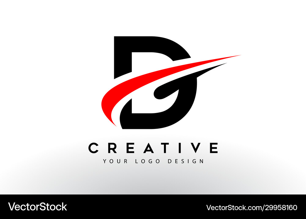 Black and red creative d letter logo design Vector Image