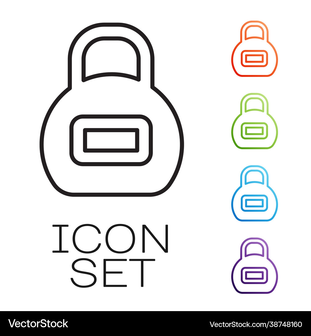 Black line kettlebell icon isolated on white Vector Image
