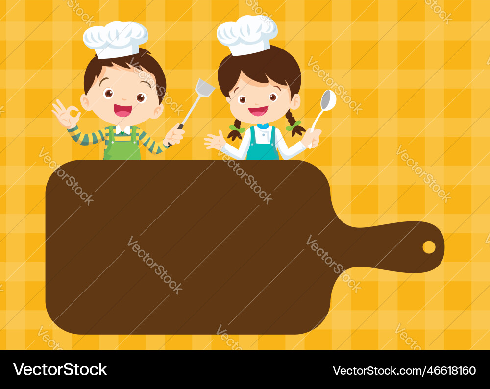 Chef kids cooking class design templatecute Vector Image