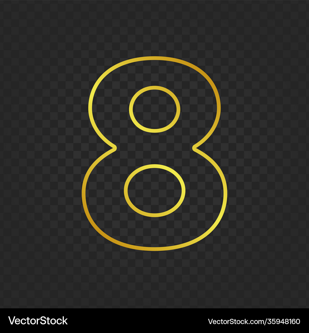 Gold glittering number 8g Royalty Free Vector Image