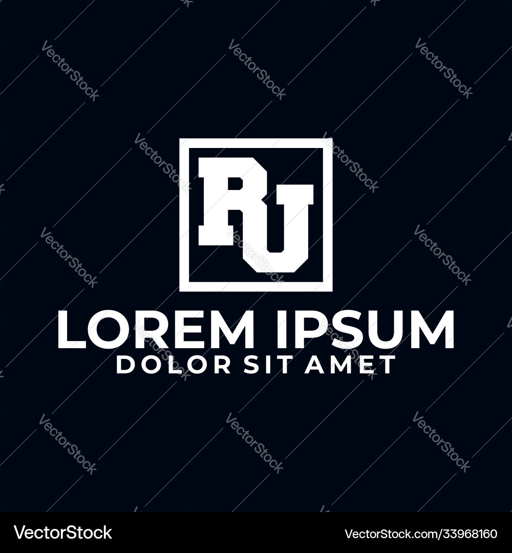 Initial letter ru or rj logo template with bold Vector Image