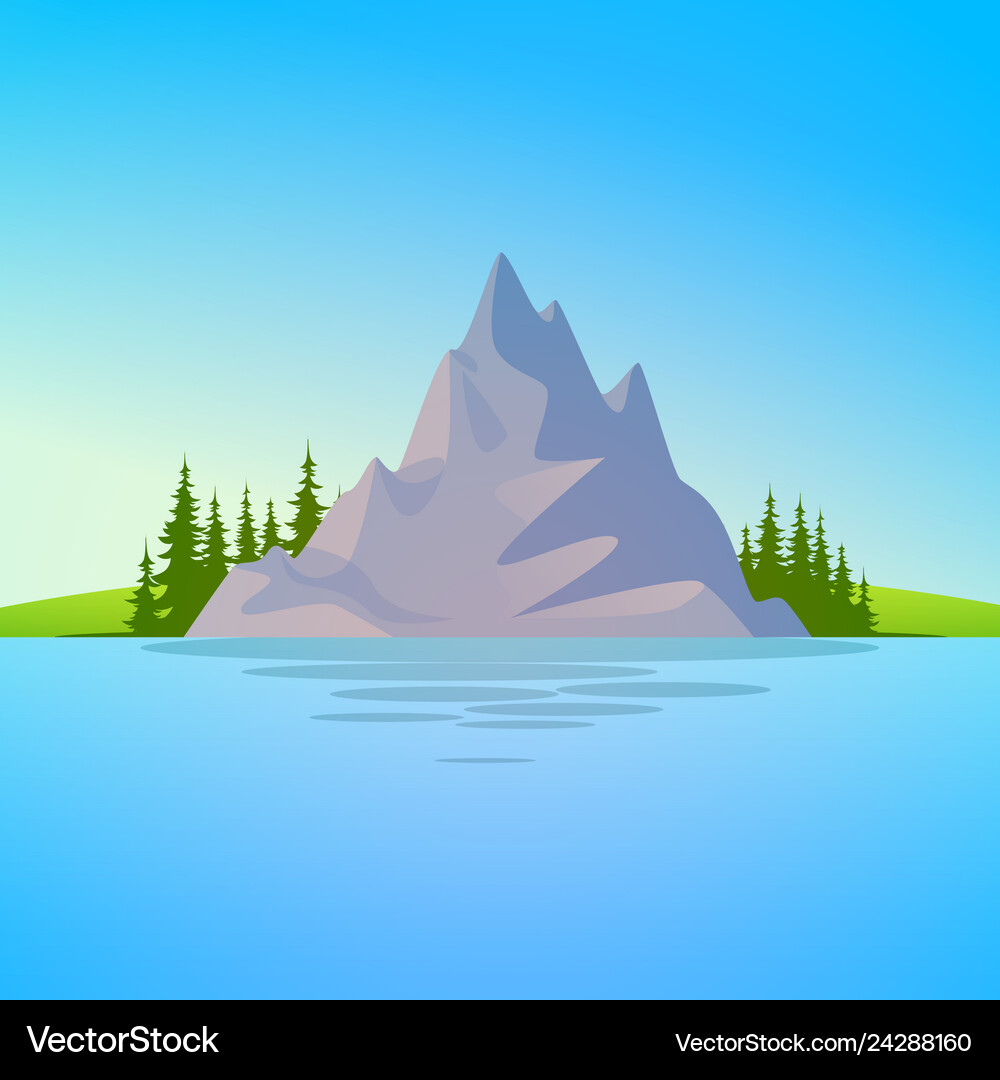 Landscape with rock and forest Royalty Free Vector Image