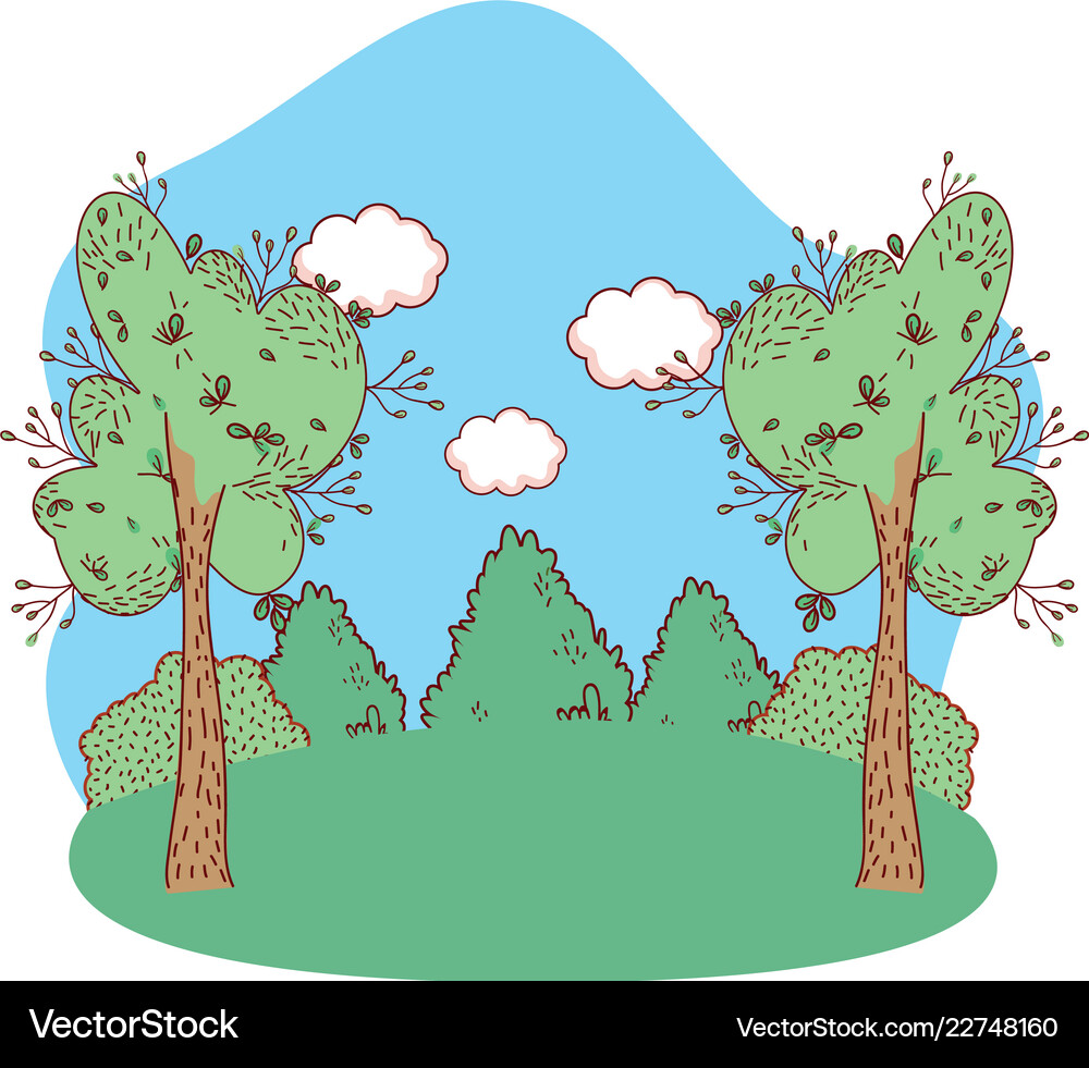Outdoors landscape scenery cartoon Royalty Free Vector Image