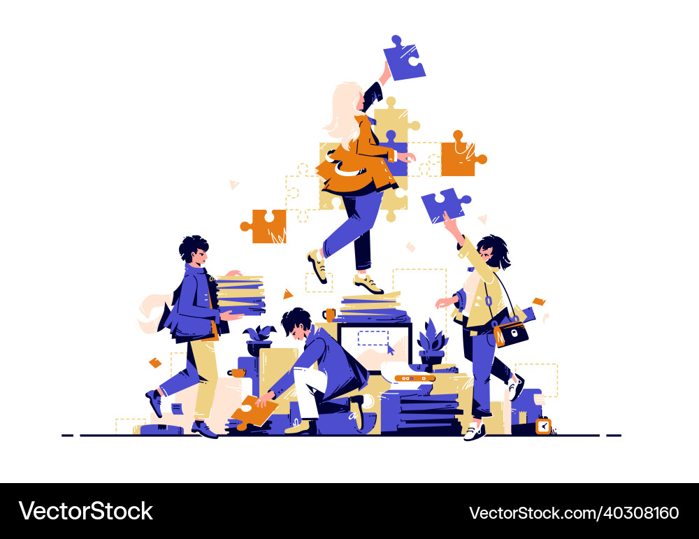 Teamwork and collaboration in business work Vector Image
