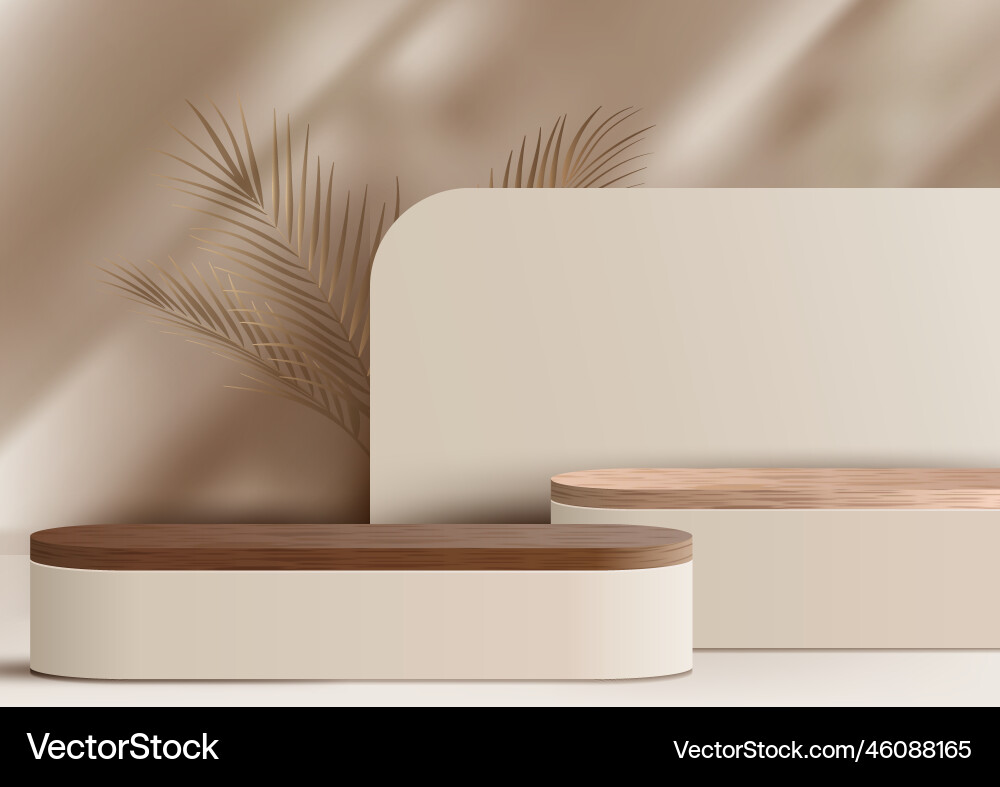 3d realistic wood podium platform stand Royalty Free Vector