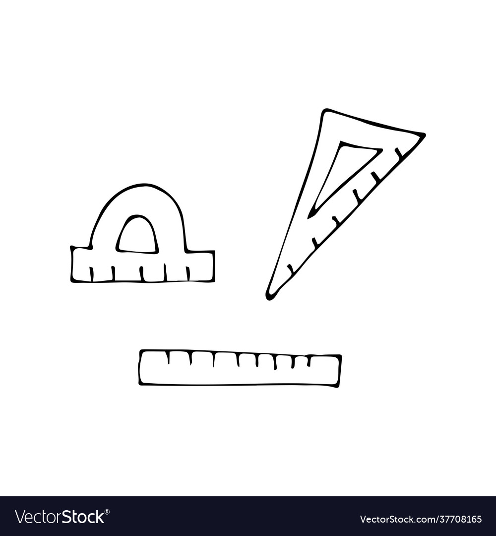 A set doodle school rulers hand-drawn Royalty Free Vector A set doodle school rulers hand-drawn Royalty Free Vector