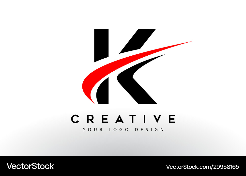 Black and red creative k letter logo design Vector Image