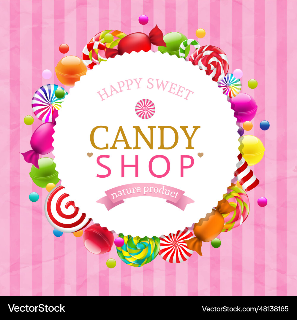 Candy shop label with sweet candy Royalty Free Vector Image